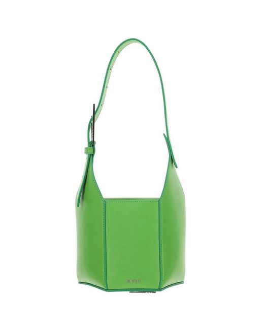 The Attico Leather Structured Buckle-detailed Bucket Bag in Green | Lyst UK