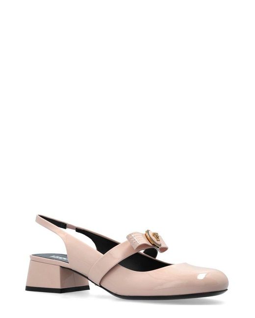 Versace Gianni Ribbon Slingback Pumps in Pink | Lyst