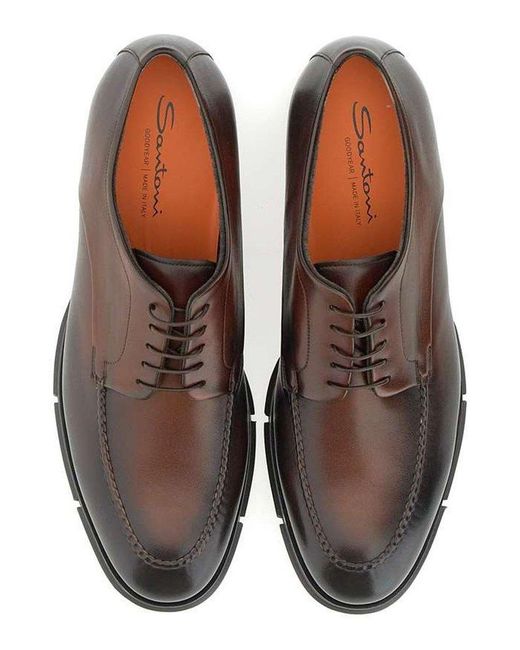 Santoni Stacked Heel Gradient-Effect Derby Shoes in Brown for Men | Lyst