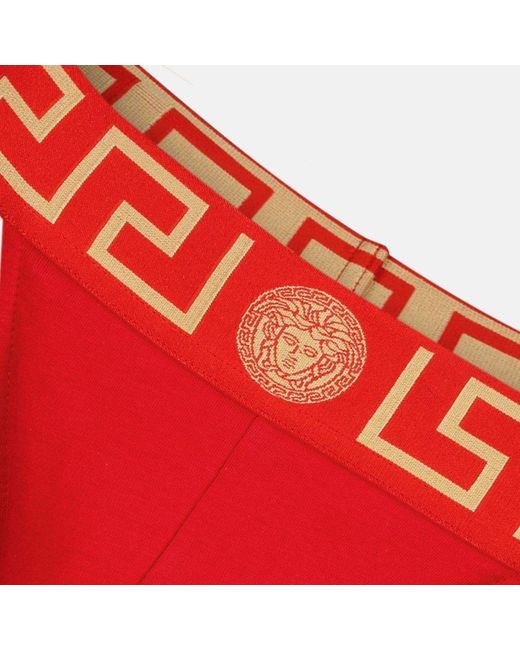 Versace Greca Border Stretched Jockstrap in Red for Men | Lyst