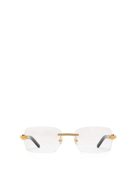 Cartier Rectangular Frame Glasses in White for Men | Lyst