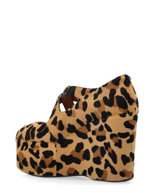Alaïa Leopard Printed Criss Cross Wedges in Brown | Lyst