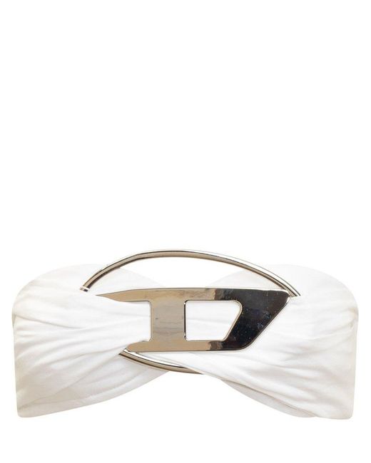 DIESEL Tube Top With Giant Logo Plaque in White | Lyst