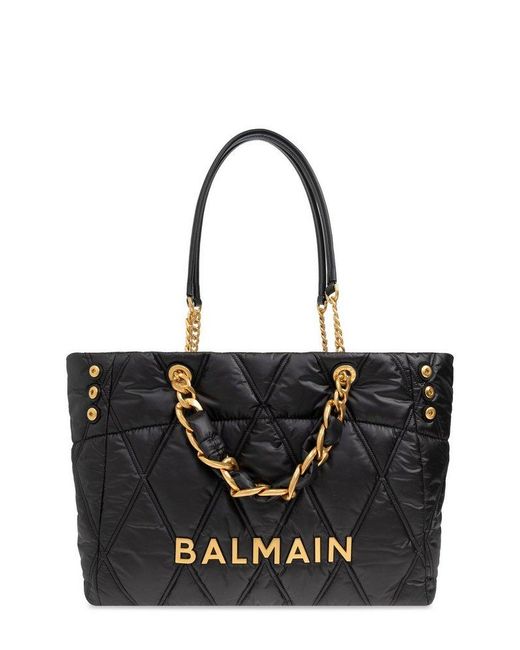 Balmain Logo Lettering Tote Bag in Black | Lyst