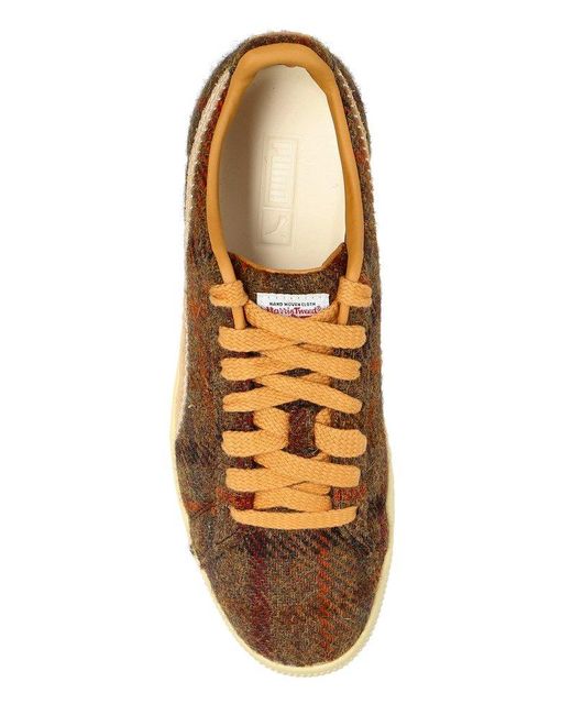 PUMA Clyde Harris Tweed Lace-Up Sneakers in Brown | Lyst