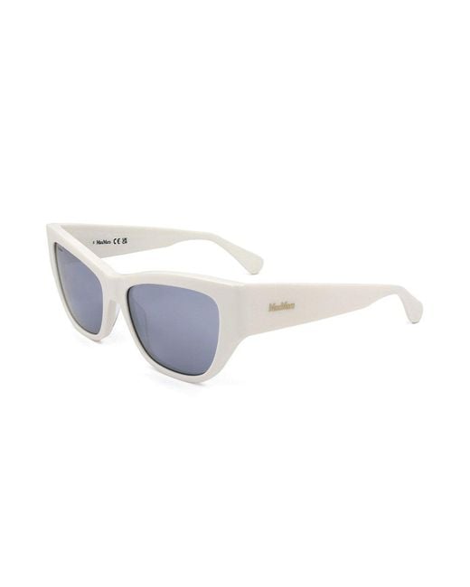 Max Mara Rectangle Frame Sunglasses in White | Lyst