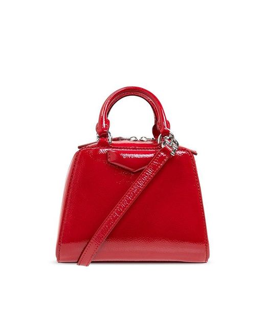Givenchy Antigona Cube Nano Patent Leather Tote Bag in Red | Lyst