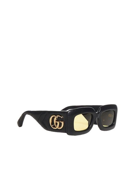 Gucci Rectangular Frame Sunglasses in Black | Lyst
