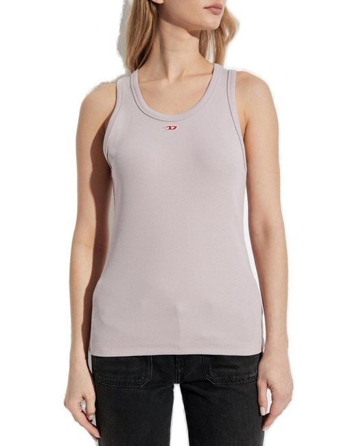 DIESEL T-Anky-D Logo Embroidered Tank Top in Purple | Lyst