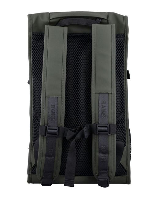 Rains Logo Detailed Foldover Top Backpack in Black | Lyst