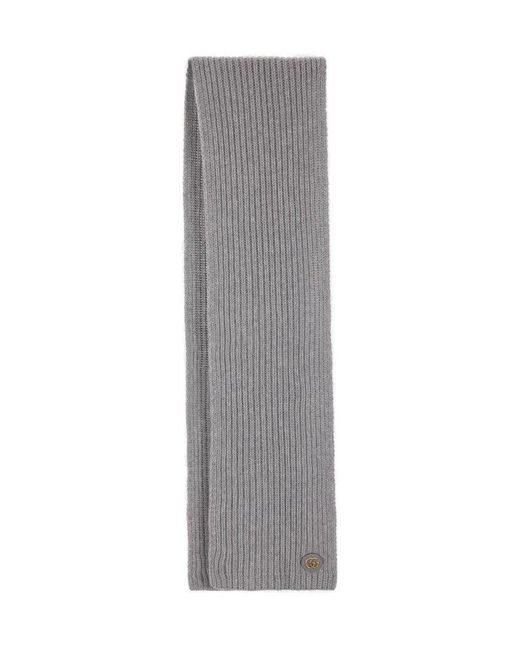 Gucci Logo Patch Knit Scarf in Gray | Lyst