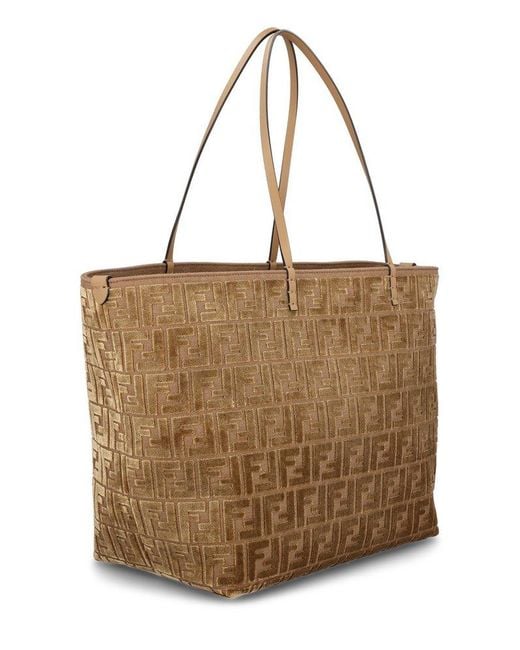 Fendi Roll Ff Jacquard Large Tote Bag in Brown | Lyst