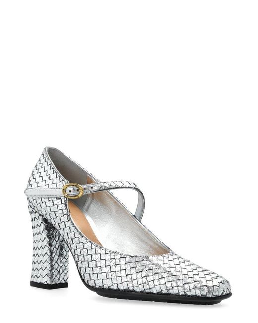 Bottega Veneta Step Square Toe Pumps in Metallic | Lyst