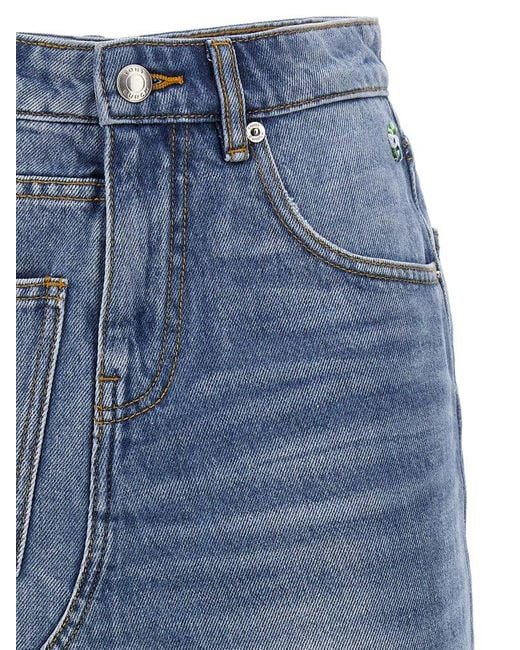 Tory Burch Denim Deconstructed Skirt In Blue Lyst