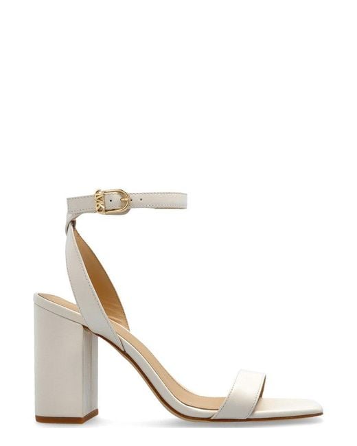 MICHAEL Michael Kors Merriam Leather Block Heel Sandals in White | Lyst UK