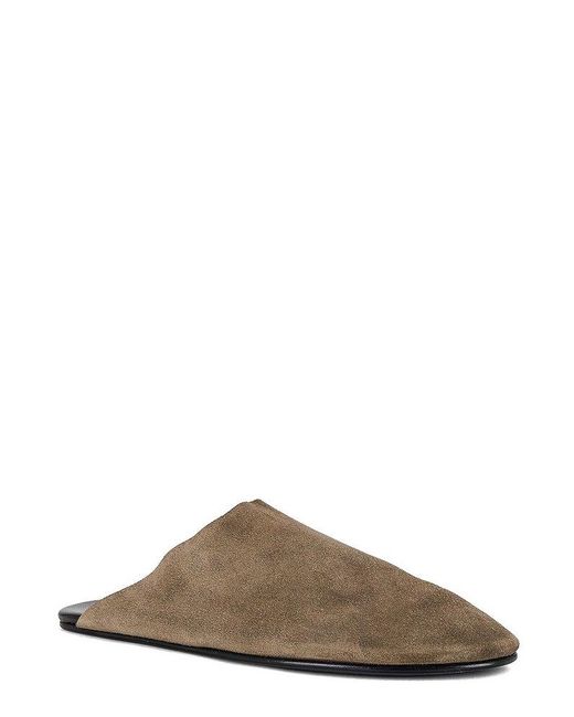 The Row Dante Round Toe Slides in Brown | Lyst UK