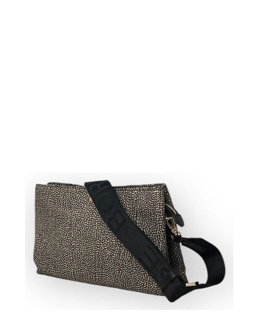 Borbonese Small Denim Zipped Crossbody Bag in Gray | Lyst