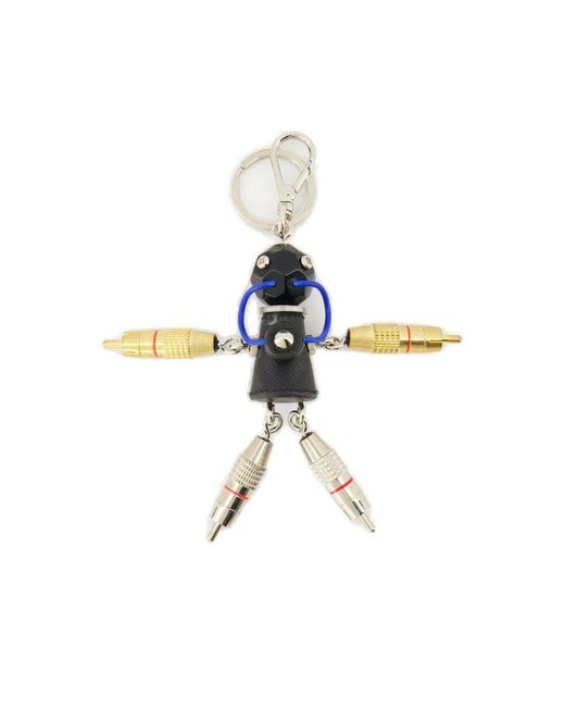 Prada Logo-Engraved Robot Keyring in Metallic | Lyst