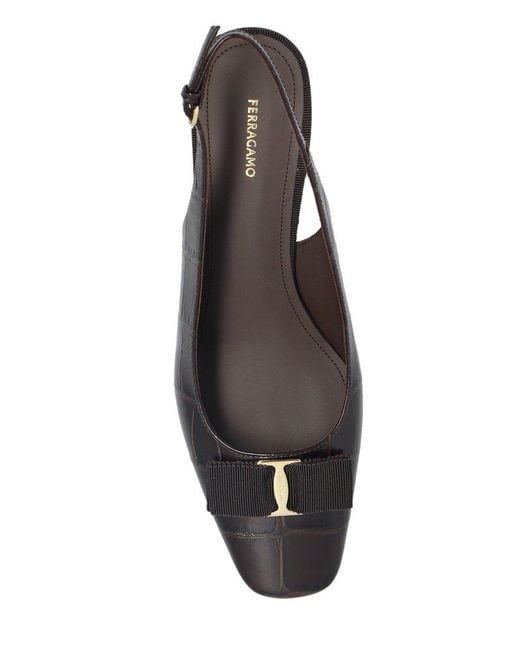 Ferragamo Iconic Bow Slingbacks in Black | Lyst