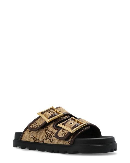 MCM Visetos Pattern Slides in Brown | Lyst