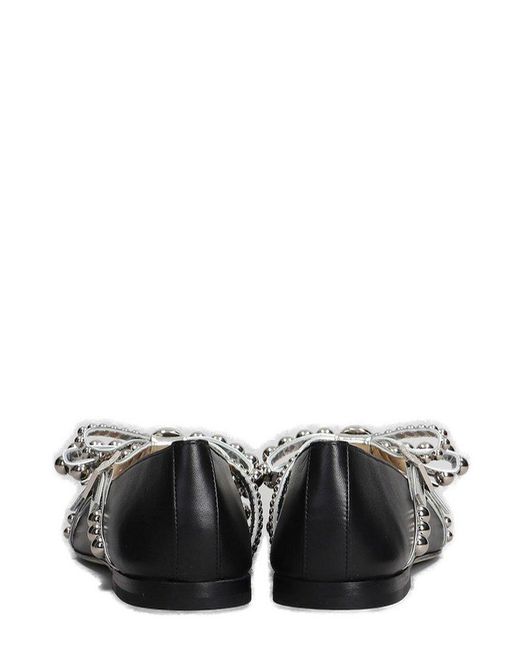 Mach & Mach Stud-Embellished Round Toe Ballet Flats in Black | Lyst