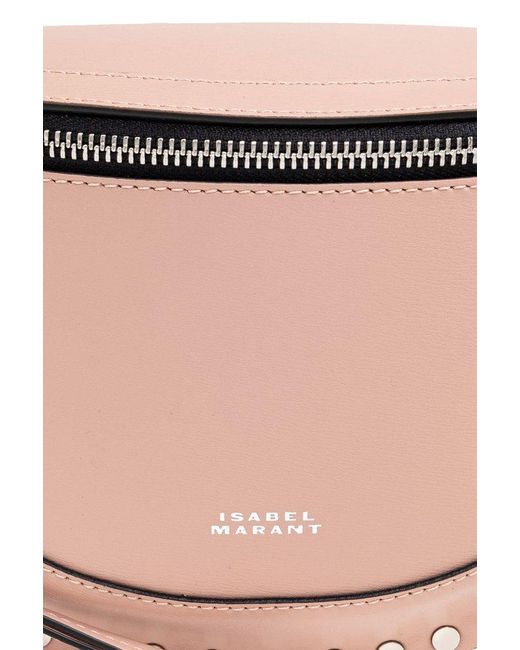 Isabel Marant Skano Studded Logo Stamp Shoulder Bag in Pink | Lyst
