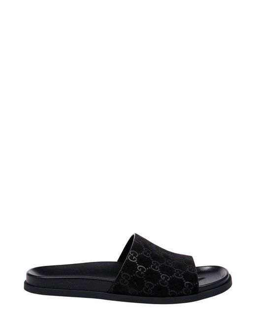 Gucci Logo Detailed Slide Sandals in Black for Men | Lyst