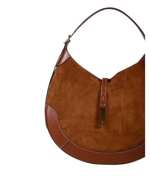 Polo Ralph Lauren Half-Moon Shape Shoulder Bag in Brown | Lyst