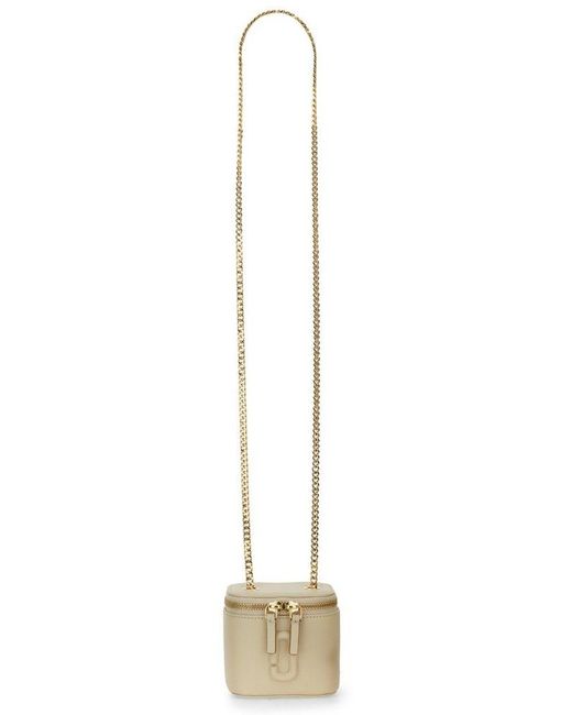 Marc Jacobs The Vanity Logo Plaque Zipped Mini Crossbody Bag in White ...