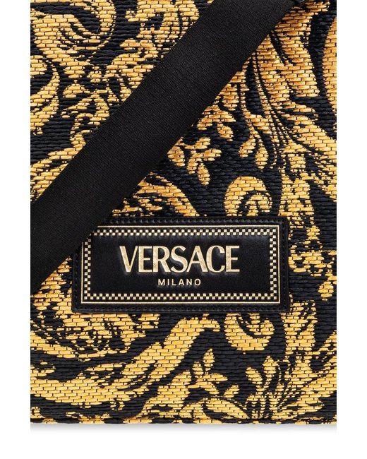 Versace Barocco-Printed Top Handle Bag in Black | Lyst
