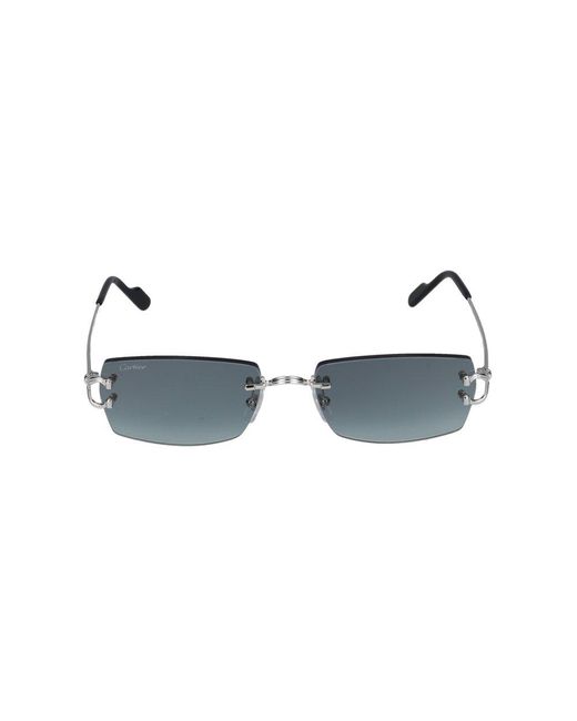 Cartier Rectangle-Rimless Sunglasses in Blue for Men | Lyst