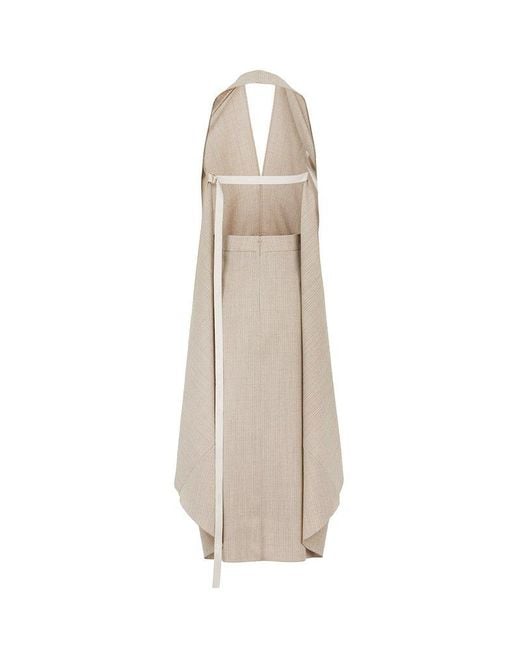 Fendi Draped Cape Detailed Backless Dress in Natural | Lyst