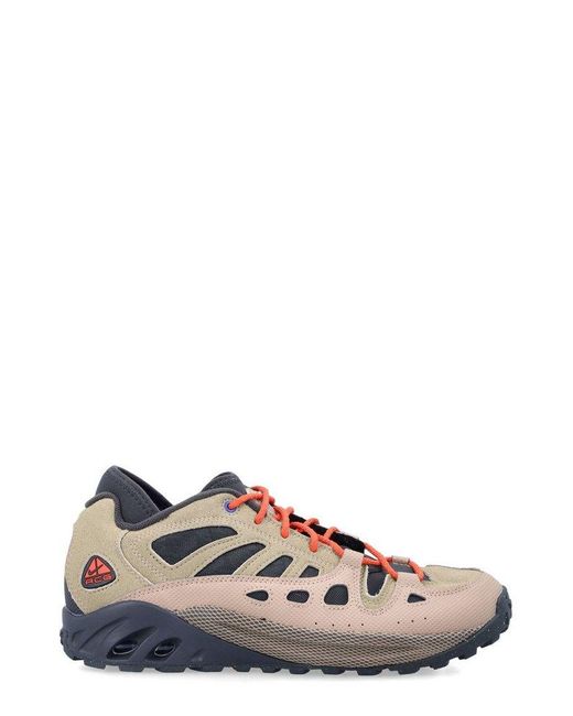 Nike Acg Air Exploraid Round-Toe Lace-Up Sneakers in Brown | Lyst