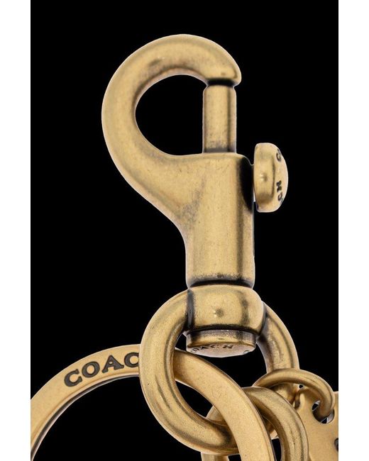 COACH Logo Plaque Keychain in Black | Lyst
