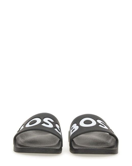 BOSS Aryeh Open Toe Slip-On Slides in Black for Men | Lyst UK