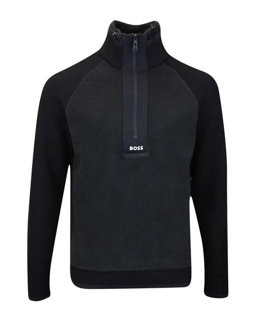 BOSS Half Zip Regular-Fit Sweater in Blue for Men | Lyst