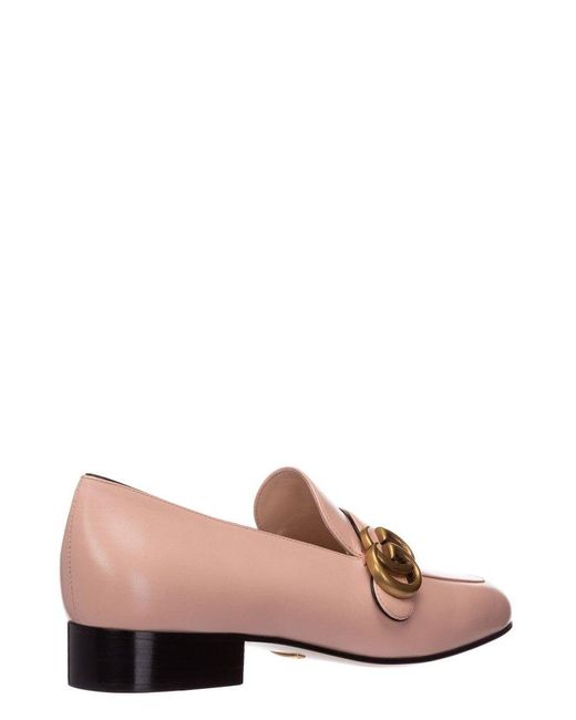 Gucci Leather Loafer With Double G in Pink | Lyst