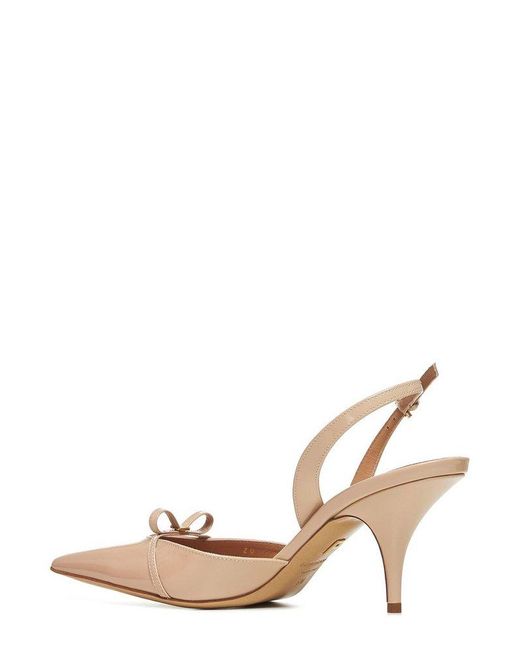 Ferragamo Mini Bow Slingback Pumps In Natural Lyst