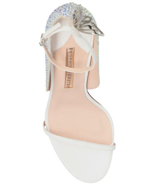 Sophia Webster Mariposa Embellished Ankle Strap Sandals in White | Lyst