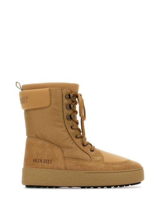Moon Boot Ltrack Combat Lace-Up Boots in Brown | Lyst