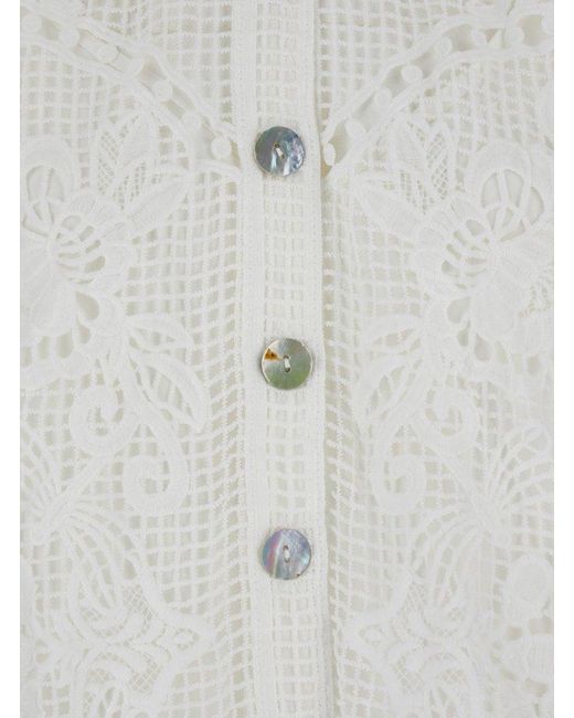 FARM Rio Swan Lake Lace Embroidered Shirt in White | Lyst