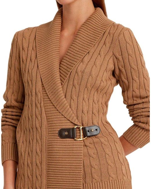Ralph Lauren Donato Cable-Knit Cardigan in Brown | Lyst