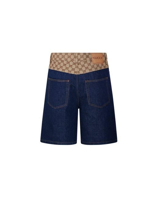 Gucci Logo Waistband Denim Shorts in Blue for Men | Lyst