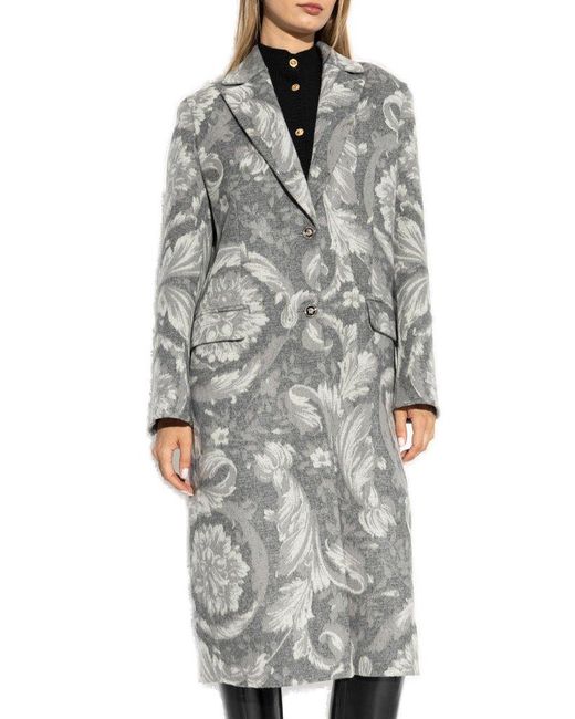 Versace Coat With Barocco Pattern in White | Lyst UK