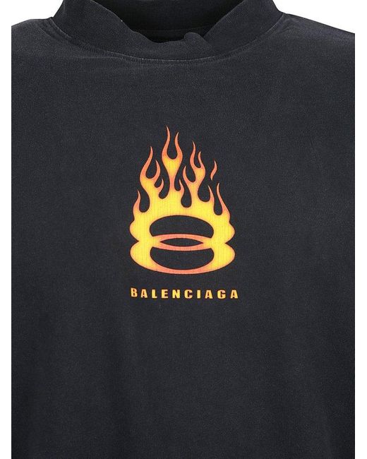 Balenciaga Burning Unity Logo Printed Oversized T-shirt in Black for ...