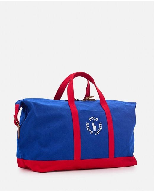 Polo Ralph Lauren Logo Embroidered Zipped Duffle Bag in Blue for Men | Lyst