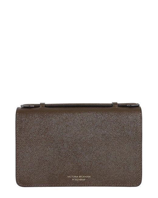 Victoria Beckham Logo Plaque Mini Top Handle Bag in Brown | Lyst