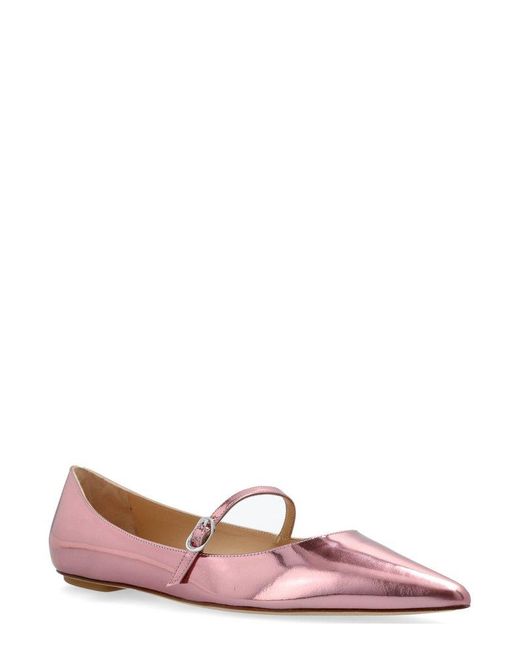Stuart Weitzman Emilia Mary Jane Pointed Toe Flats in Pink | Lyst