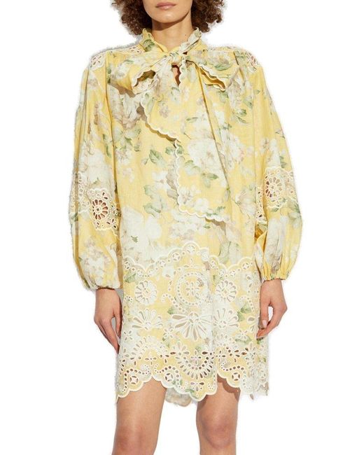 Zimmermann Dress With Floral Pattern in Yellow | Lyst