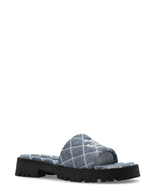 Marc Jacobs The Quilted Denim Lug Sole Slides in Blue | Lyst